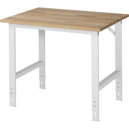 Rau Arbeitstisch, höhenverstellbar, Gestell 60 x 30 mm, Buchenplatte massiv, BxT 1000 x 800 mm, lichtgRau
