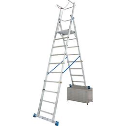 Krause Teleskop-Plattformleiter, höhenverstellbar durch ClickMatic-System, 8 - 10 Sprossen