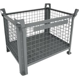 Heson Stapelbeh&auml;lter mit Stahlblechboden, LxB 800 x 600 mm, grau lackiert