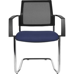Topstar Netz-Stapelstuhl, Freischwinger, VE 2 Stk, Sitz blau, Gestell chrom