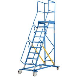 eurokraft pro Mobile Podestleiter, Alu-Stufeneinlagen, 10 Stufen