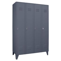 Wolf Spind Berlin 2, 4 Abteile, blaugrau, Breite 1200 mm, flache Dachform