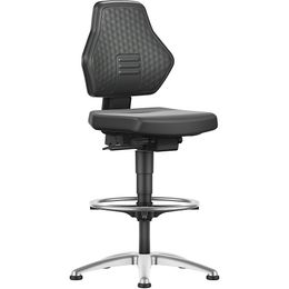 bimos Arbeitsdrehstuhl AIR FLOW, mit Gleitern und Fußring, Kunstlederbezug schwarz