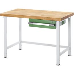 eurokraft pro Höhenverstellbare Werkbank, Gestellbauweise, 1 Schublade, Breite 1000 mm, anthrazit / blau