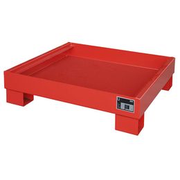 eurokraft pro Stahl-Auffangwanne, LxBxH 800 x 900 x 220 mm, lackiert rot RAL 3000, ohne Gitterrost
