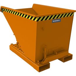 eurokraft pro Kippbehälter inkl. Abrollmechanismus, Volumen 0,3 m³, LxBxH 1260 x 770 x 835 mm, orange