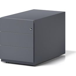 Bisley Rollcontainer Note™, mit 3 Universalschubladen, HxBxT 495 x 420 x 775 mm, mit Griffleiste, anthrazitgrau