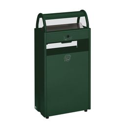Var Abfallbehälter mit Ascher, Volumen 60 l, BxHxT 480 x 960 x 250 mm, grün RAL 6005