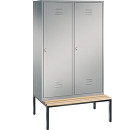 CLASSIC Garderobenschrank mit untergebauter Sitzbank, Tür über 2 Abteile C+P