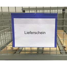Beschriftungstaschen mit Aufh&auml;ngelochung, Querformat DIN A4, mit Schutzklappe, blau, VE 50 Stk, ab 2 VE kaiserkraft