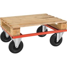 Kongamek Paletten-Fahrgestell KM217, LxBxH 800 x 600 x 270 mm, rot, 2 Lenk- und 2 Bockrollen, ab 5 Stk