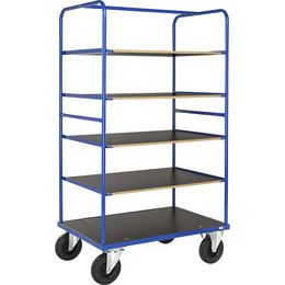 Kongamek Multi-Etagenwagen KM338, LxBxH 1000 x 700 x 1800 mm, blau, 2 Lenk- und 2 Bockrollen, ab 5 Stk