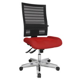 Topstar Operator-Drehstuhl, Gestell Aluminium, Netz-Rückenlehne schwarz, Bezug rot