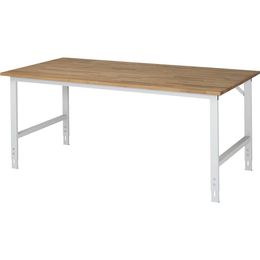 Rau Arbeitstisch, höhenverstellbar, Gestell 60 x 30 mm, Buchenplatte massiv, BxT 2000 x 1000 mm, lichtgRau