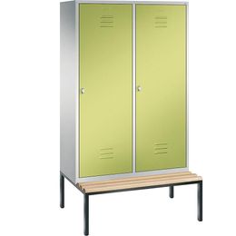 CLASSIC Garderobenschrank mit untergebauter Sitzbank, Tür über 2 Abteile C+P