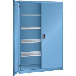 LISTA Flügeltürschrank, Vollblechtüren, HxB 1950 x 1250 mm, Tiefe 400 mm, lichtblau RAL 5012