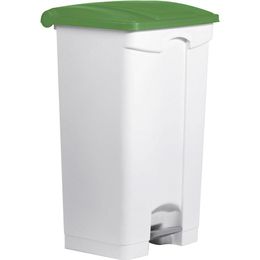 Helit Treteimer, aus Polypropylen, 90 l, Deckel grün, mit Rollen