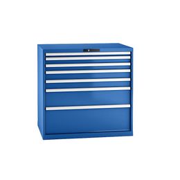 LISTA Schubladenschrank, Stahlblech, HxB 1000 x 1023 mm, 7 Schubladen, Tragkraft 75 kg, enzianblau