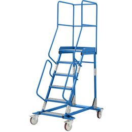 eurokraft pro Mobile Podestleiter, Alu-Stufeneinlagen, 6 Stufen