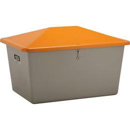 CEMO Streugutbehälter aus GfK, Volumen 1100 l, ohne Entnahmeöffnung, Behälter grau