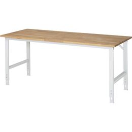 Rau Arbeitstisch, höhenverstellbar, Gestell 60 x 30 mm, Buchenplatte massiv, BxT 2000 x 800 mm, lichtgRau