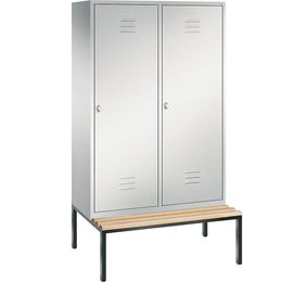 CLASSIC Garderobenschrank mit untergebauter Sitzbank, Tür über 2 Abteile C+P