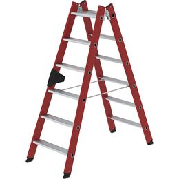 MUNK Kunststoffleiter, mit geriffelten Aluminium-Stufen, 2 x 6 Stufen