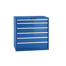 LISTA Schubladenschrank, Stahlblech, HxB 1000 x 1023 mm, 6 Schubladen, Tragkraft 75 kg, enzianblau