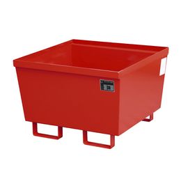 eurokraft pro Stahl-Auffangwanne mit Randprofilierung, LxBxH 800 x 800 x 545 mm, ohne Rost, rot RAL 3000