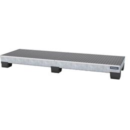 eurokraft pro Stahl-Auffangwanne mit Kunststoff-Füßen, LxBxH 2470 x 815 x 255 mm, feuerverzinkt, mit Gitterrost
