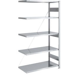 eurokraft pro Schwerlast-Steckregal, verzinkt, Regalhöhe 2000 mm, Anbauregal, BxT 1000 x 600 mm