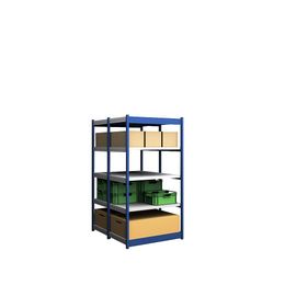 hofe Stabil-Steckregal, doppelseitig, Regalhöhe 2000 mm, blau/verzinkt, Bodenbreite 1025 mm, Grundregal, Breite x Tiefe 1025 x 600 mm