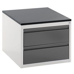Rau Schubladenschrank mit Teleskopführungen, Höhe 460 mm, Schubladen 2 x 180 mm, lichtgRau / anthrazit-metallic, Breite 580 mm