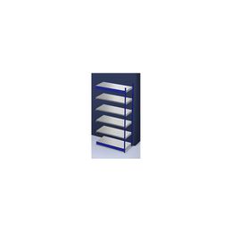 hofe Stabil-Steckregal, einseitig, Regalhöhe 2500 mm, blau/verzinkt, Bodenbreite 1325 mm, Anbauregal, Breite x Tiefe 1325 x 600 mm