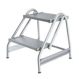 MUNK Aluminium-Arbeitspodest, Stufen aus geriffeltem Aluminium, einseitig begehbar, 2 Stufen