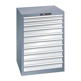 LISTA Schubladenschrank, Stahlblech, HxB 1000 x 717 mm, 10 Schubladen, grau metallic / lichtgrau