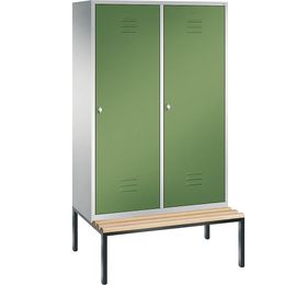 CLASSIC Garderobenschrank mit untergebauter Sitzbank, Tür über 2 Abteile C+P