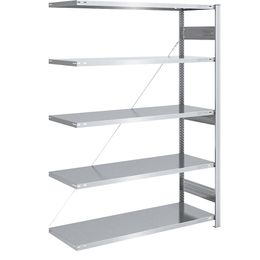 eurokraft pro Schwerlast-Steckregal, verzinkt, Regalhöhe 2000 mm, Anbauregal, BxT 1300 x 600 mm