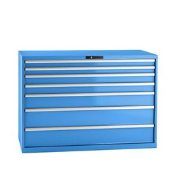 LISTA Schubladenschrank, Stahlblech, HxB 1000 x 1431 mm, 7 Schubladen, Tragkraft 75 kg, lichtblau