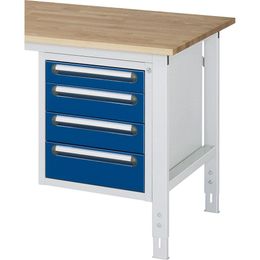 Rau Unterbau-Container, Höhe 545 mm, 4 Schubladen, lichtgRau / enzianblau