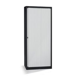 Bisley Euro-Rollladenschrank, Breite 800 mm, 4 Fachböden, tiefschwarz / lichtgrau