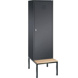 CLASSIC Garderobenschrank mit untergebauter Sitzbank, Tür über 2 Abteile C+P