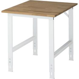 Rau Arbeitstisch, höhenverstellbar, Gestell 60 x 30 mm, Buchenplatte massiv, BxT 750 x 1000 mm, lichtgRau