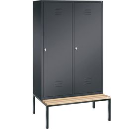 CLASSIC Garderobenschrank mit untergebauter Sitzbank, Tür über 2 Abteile C+P