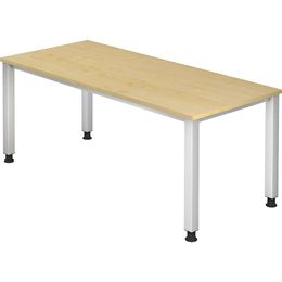 eurokraft pro Schreibtisch, 4-Fuß-Gestell, Breite 1800 mm, alusilber / Dekor Ahorn