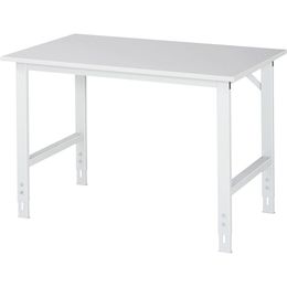 Rau Arbeitstisch, höhenverstellbar, Gestell 60 x 30 mm, melaminharzbeschichte Platte, BxT 1250 x 800 mm, lichtgRau