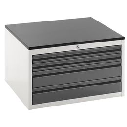 Rau Schubladenschrank mit Teleskopführungen, Höhe 460 mm, Schubladen 2 x 60, 2 x 120 mm, lichtgRau / anthrazit, Breite 770 mm