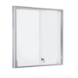 eurokraft pro Schaukasten, Alu-Rahmen, Schiebetüren, 12 x DIN A4, BxHxT 910 x 970 x 50 mm, Rahmen gerundet