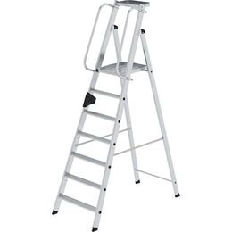 MUNK Alu-Stehleiter mit großer Plattform, Handlauf beidseitig, 7 Stufen inkl. Plattform