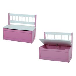 Garden Pleasure 2er Set Holz Kinder Truhenbank Truhe Sitzbank Bank Spielkiste Kindermöbel pink